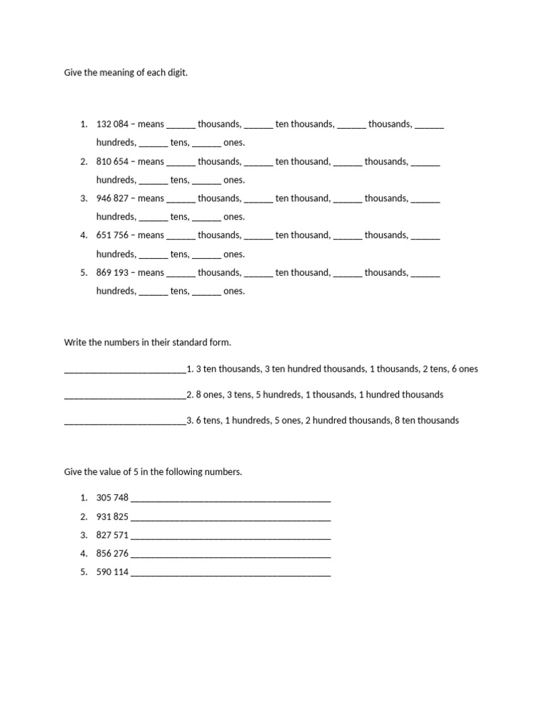 Give The Meaning of Each Digit | PDF