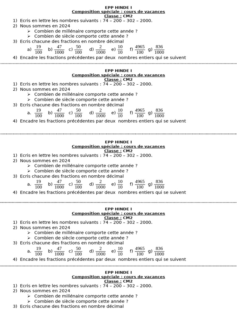Maths CM2 | PDF