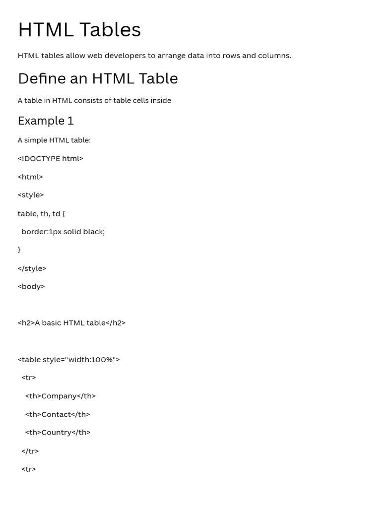 HTML Tables - 1 | PDF