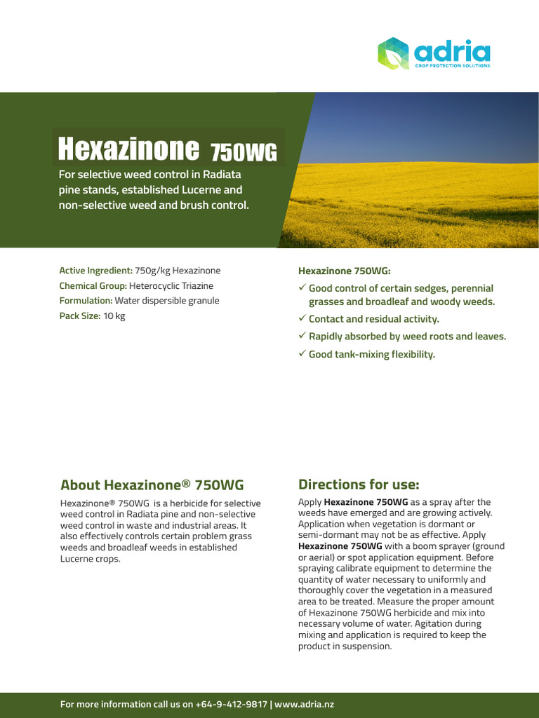 Hexazinone 750WG Technical Guide 1 | PDF
