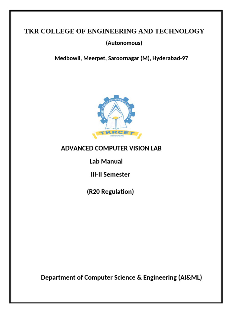 Cse (Ai&ml) R20-Acv Lab Manual-1 | PDF