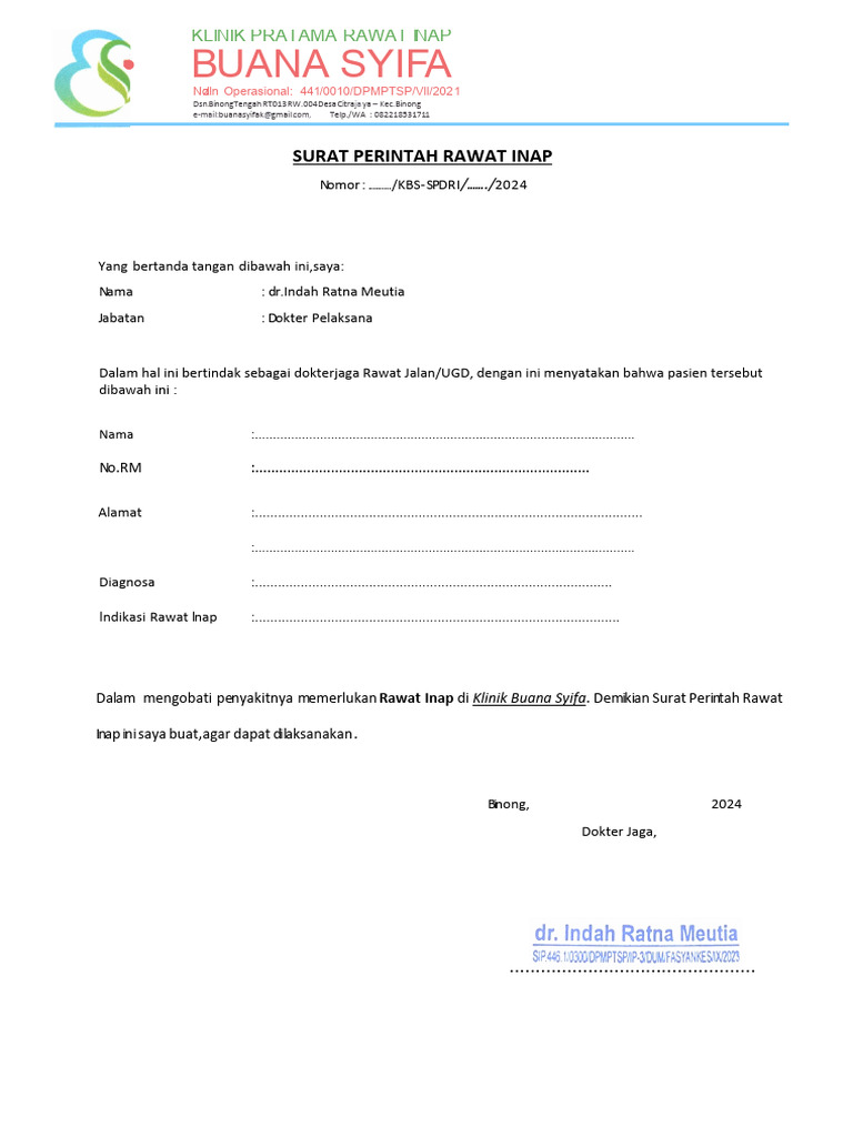 Surat Perintah Ranap | PDF