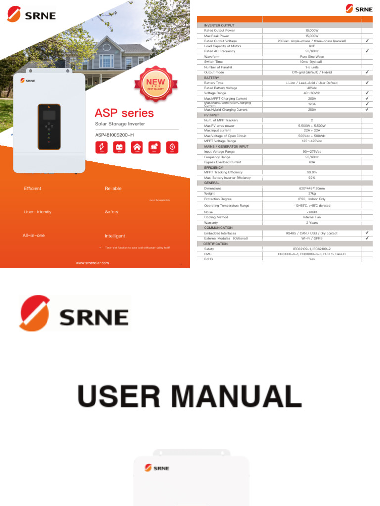 10kW Solar Storage Inverter User Manual | PDF | Power Inverter | Mains ...