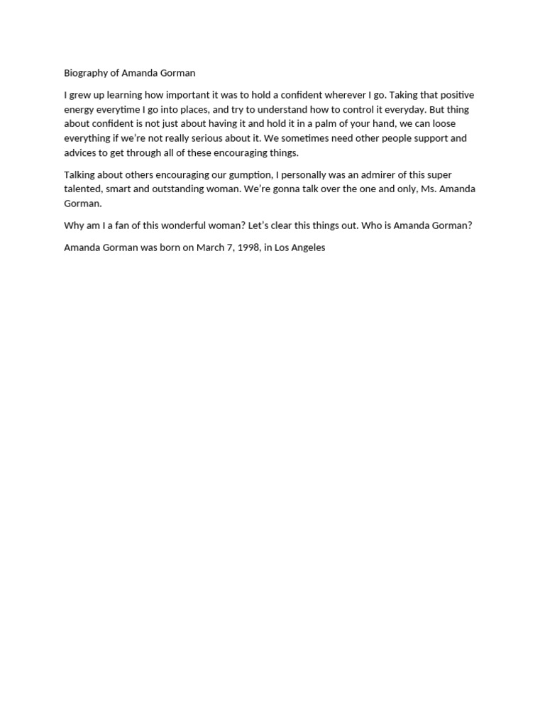 Biography of Amanda Gorman | PDF