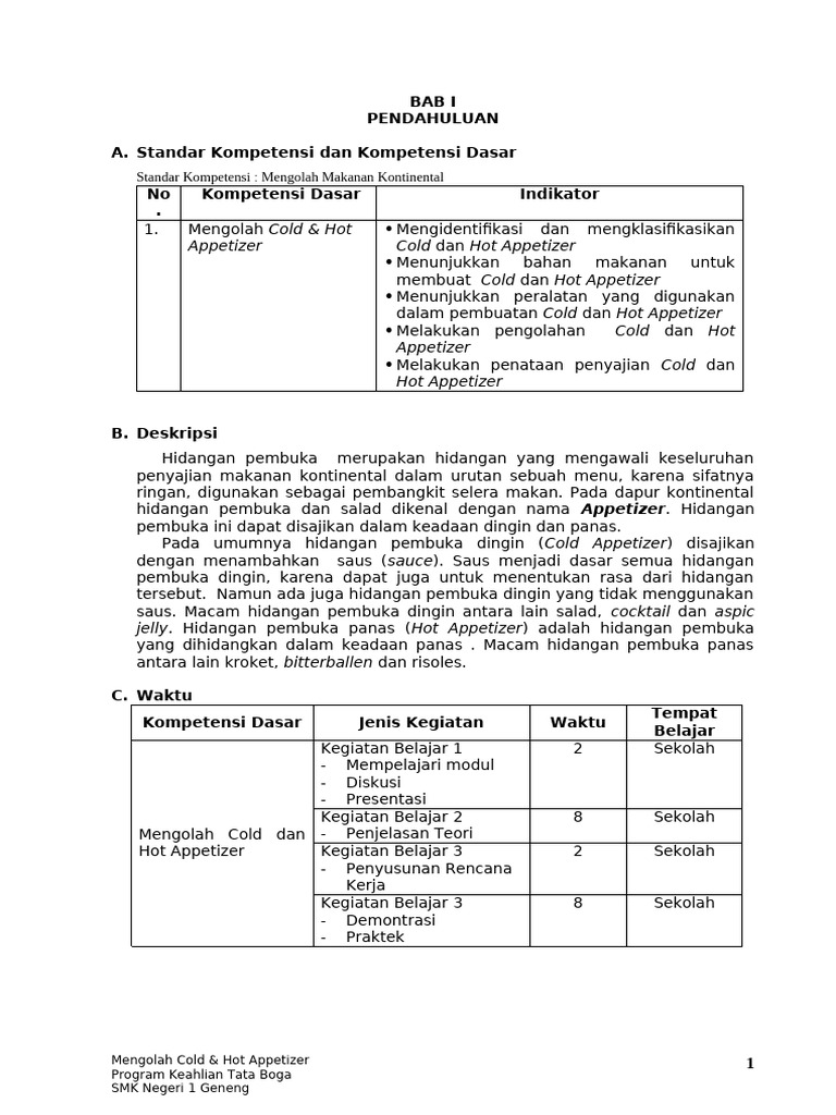 Modul KK 01 - 03 Appetizer | PDF