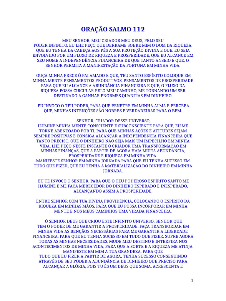 Oração Salmo 112 | PDF