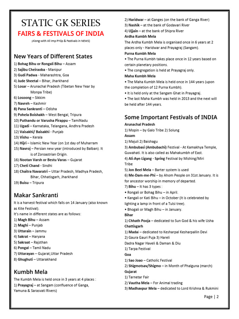 Fairs & Festivals of India | PDF