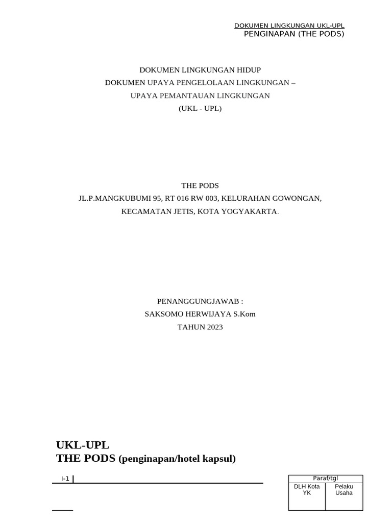Contoh Dok Standar Dokling UKL UPL | PDF