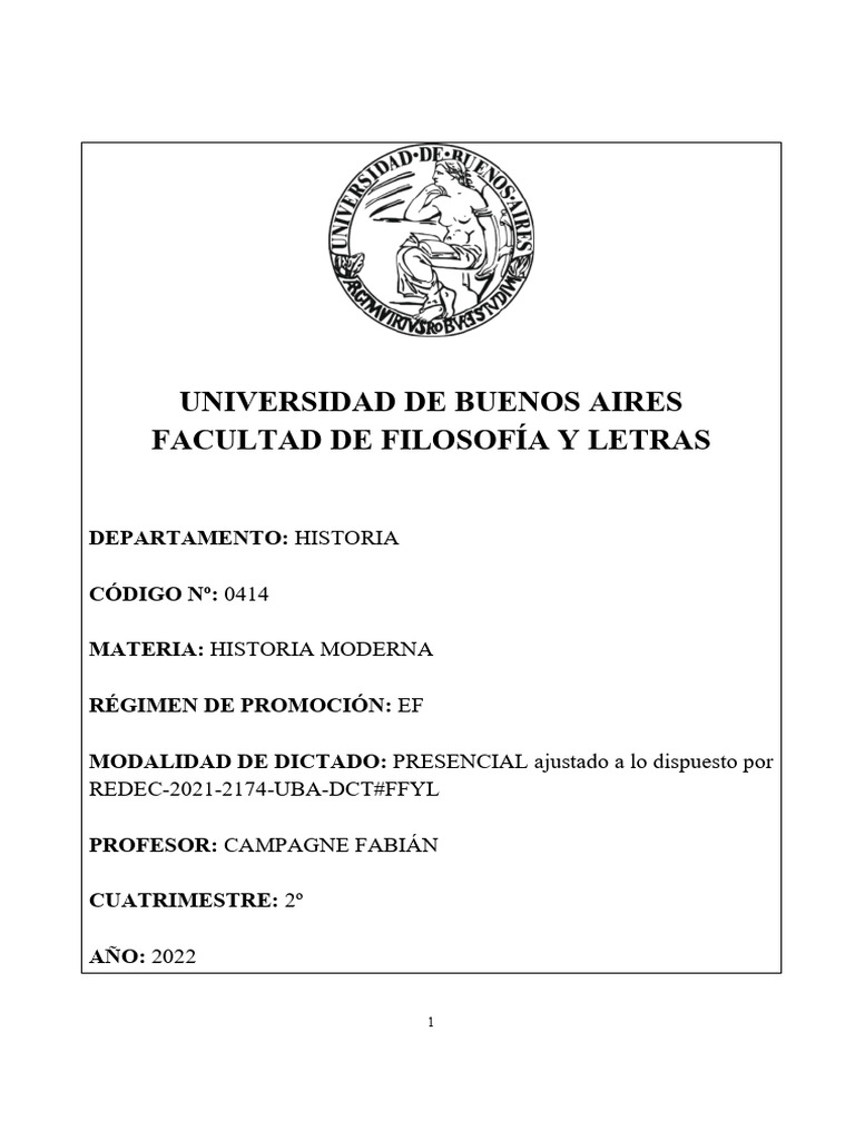 0414 - Historia Moderna - Campagne - 2c 2022 | PDF