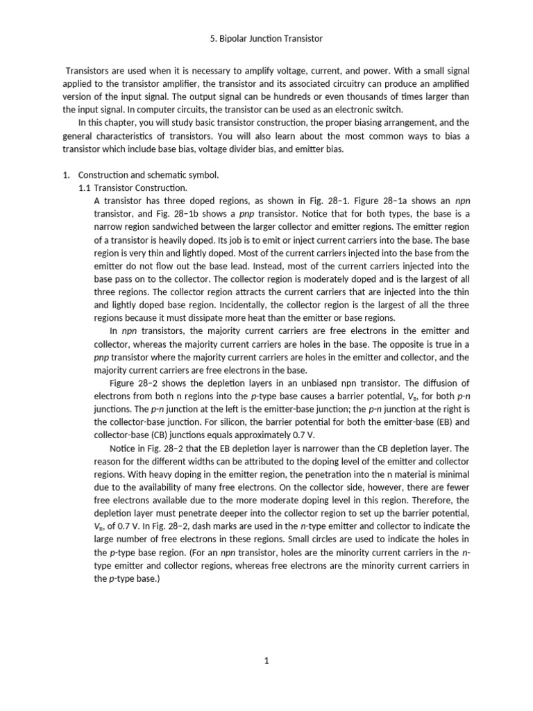 Bipolar Junction Transistor Pdf