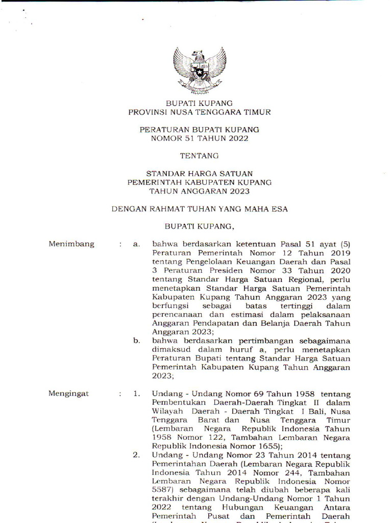 Perbup - Kab. Kupang No 51 Tahun 2022 | PDF