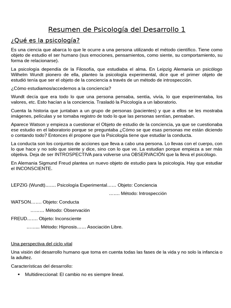 Resumen de Psicología Del Desarrollo 1 | PDF