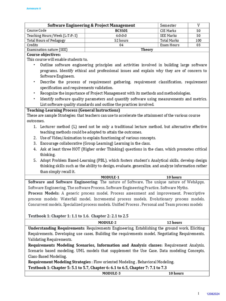 22 Scheme 5th Sem Syllabus | PDF