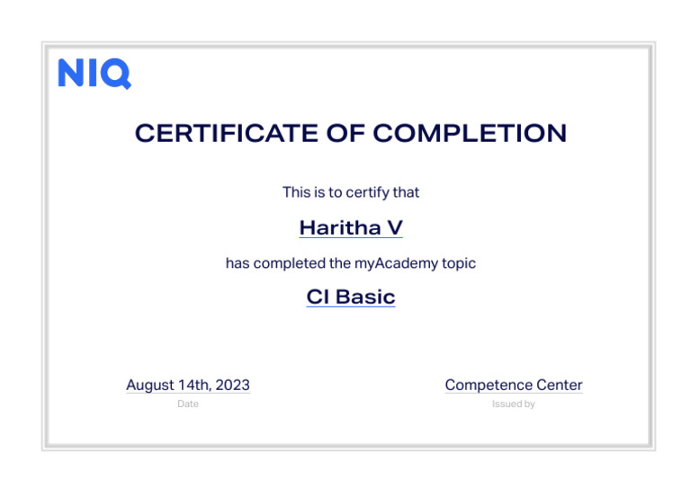 CI Basic Certificate | PDF