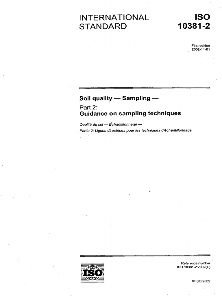 ISO 10381-2 Soil Quality Sampling Part 2 - 2002 | PDF | Sampling ...