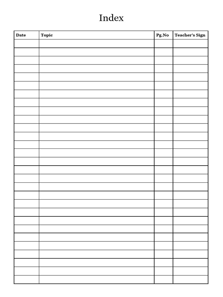 Index Template | PDF