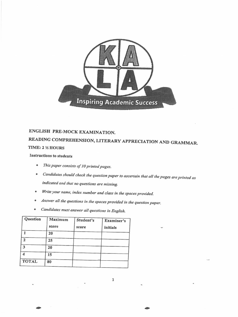 English Paper 2 | PDF