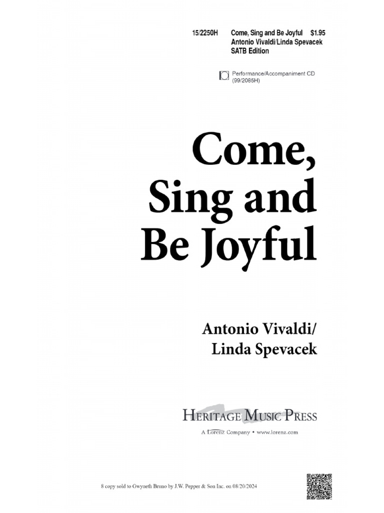 Come, Sing and Be Joyful | PDF