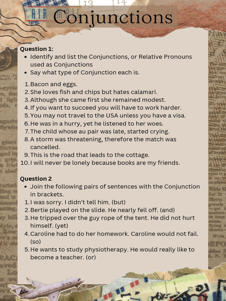 Conjunctions Worksheet | PDF