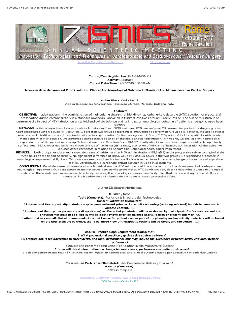 CP ANES Hyponatremia Savini ISMICS 2017 | PDF