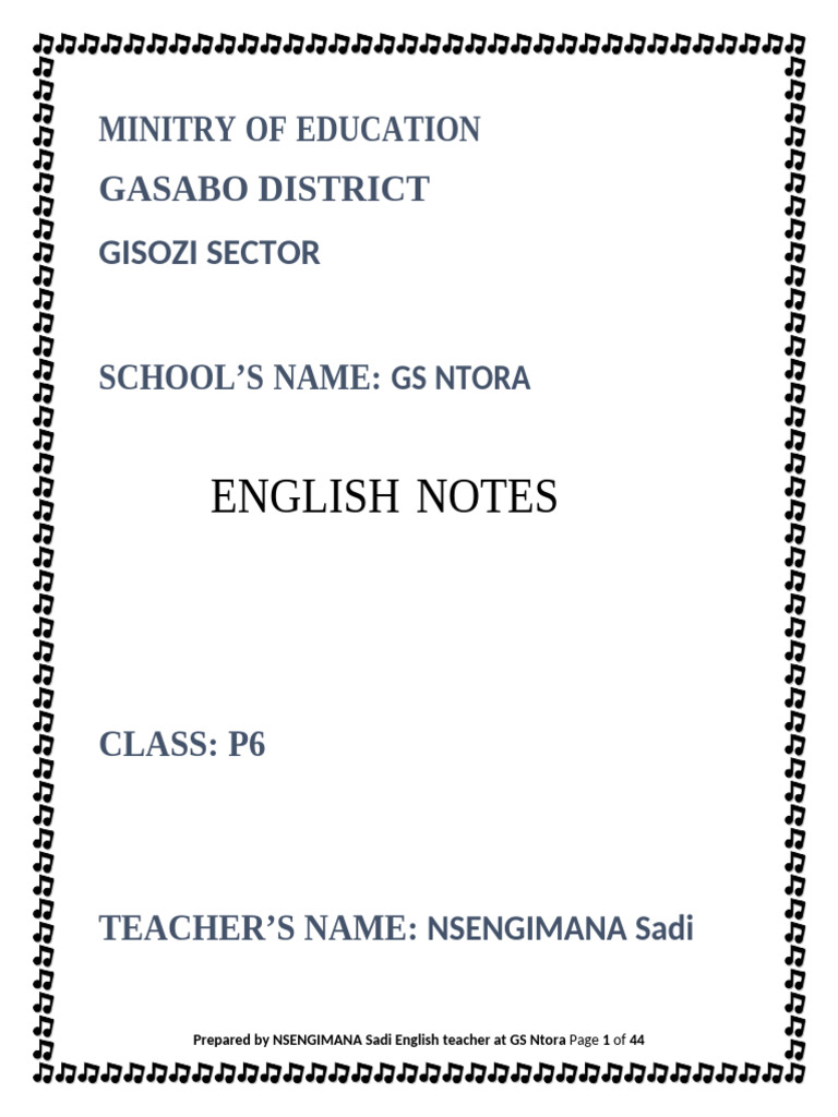English Notes P6 CBC | PDF
