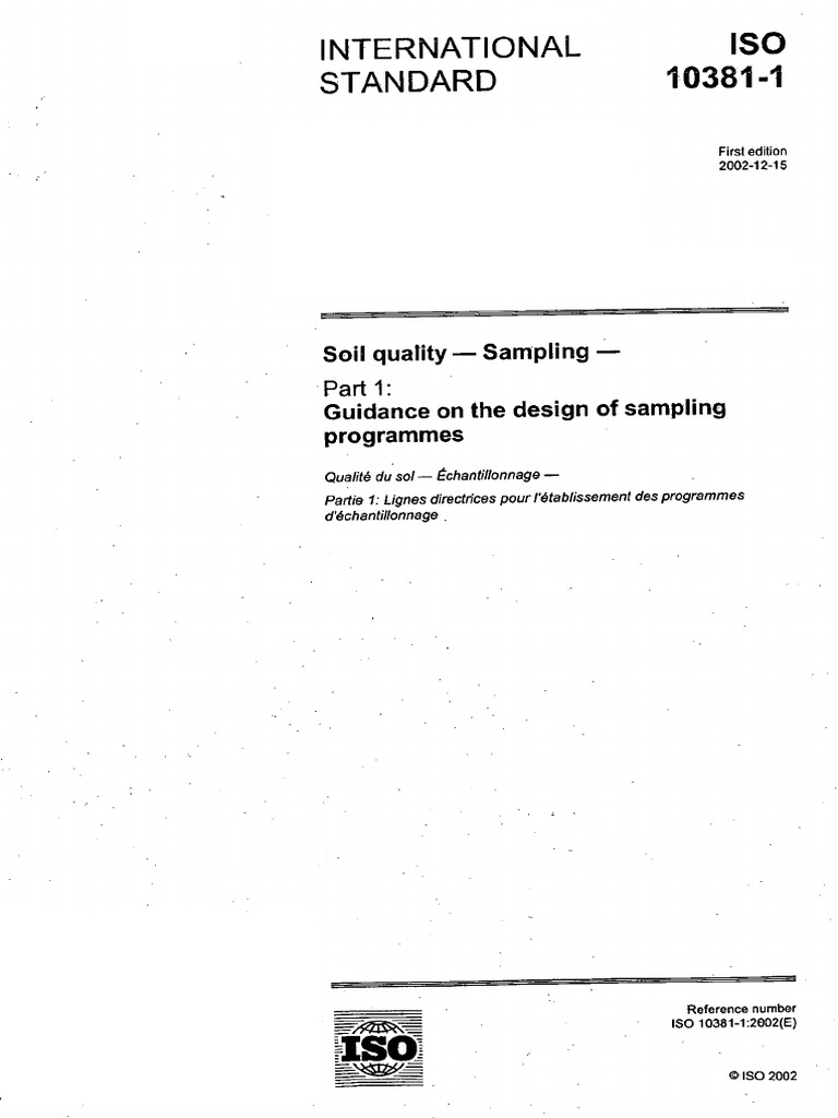 ISO 10381-1 Soil Quality Sampling Part 1 - 2002 | PDF | Soil | Sampling ...