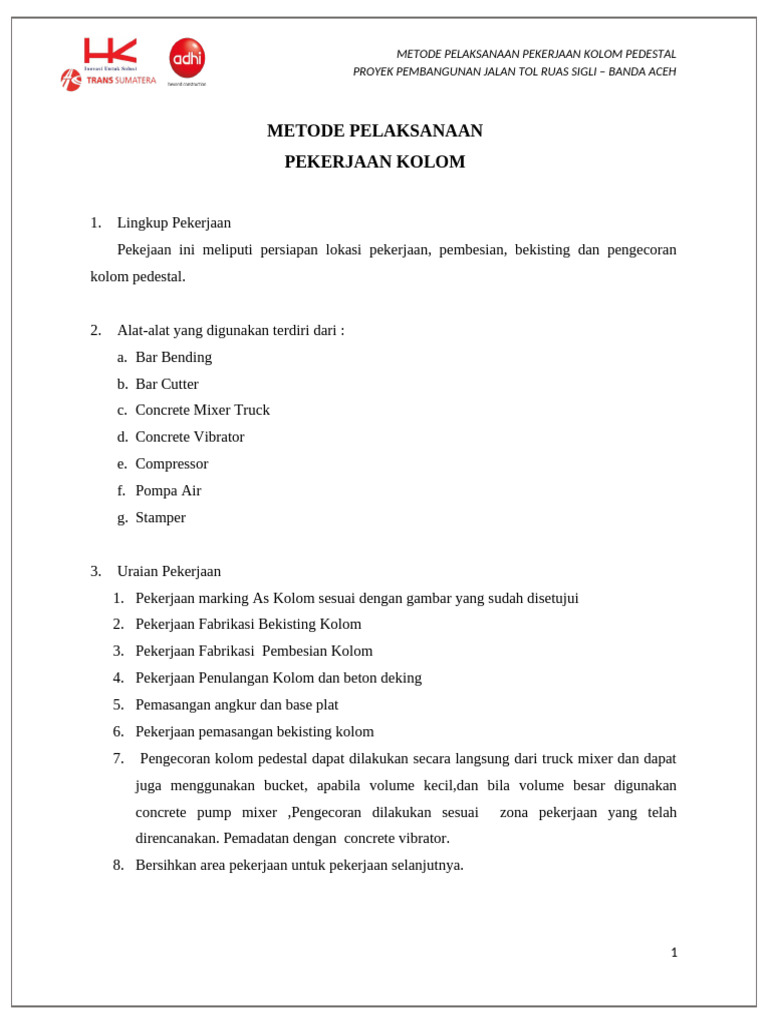 Metode Kolom Pedestal | PDF