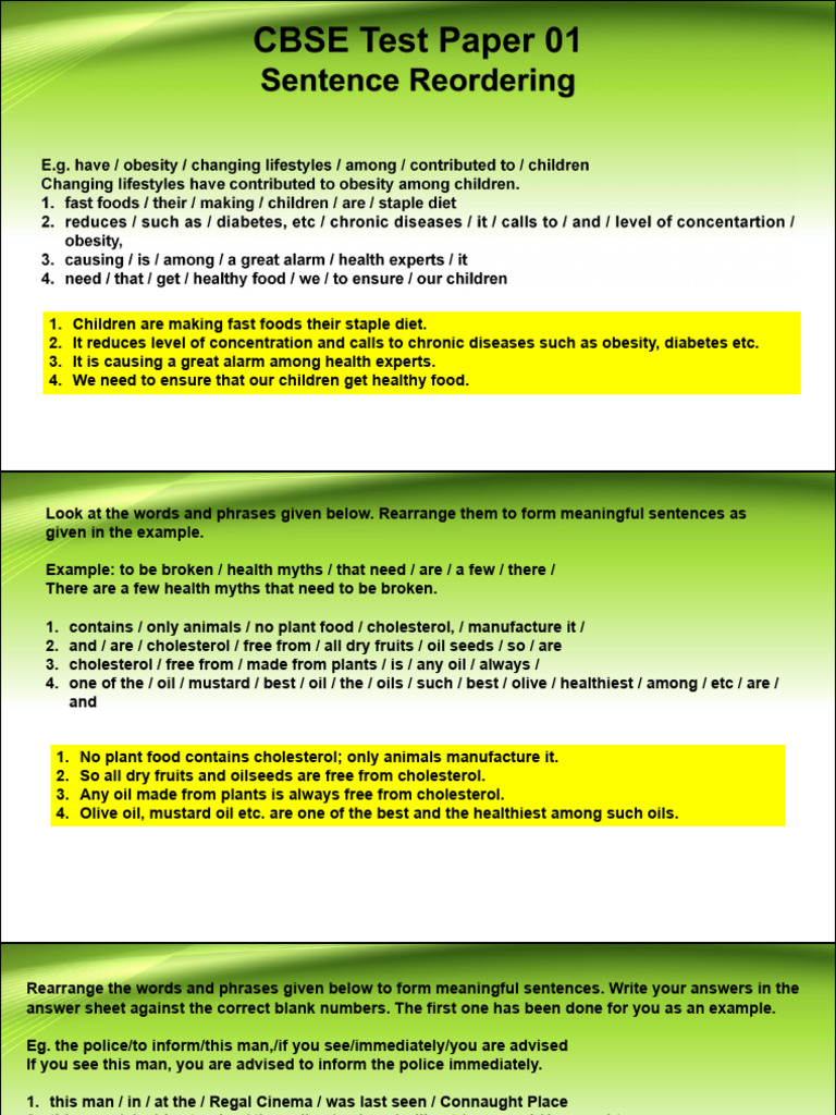 Sentence Reorder | PDF