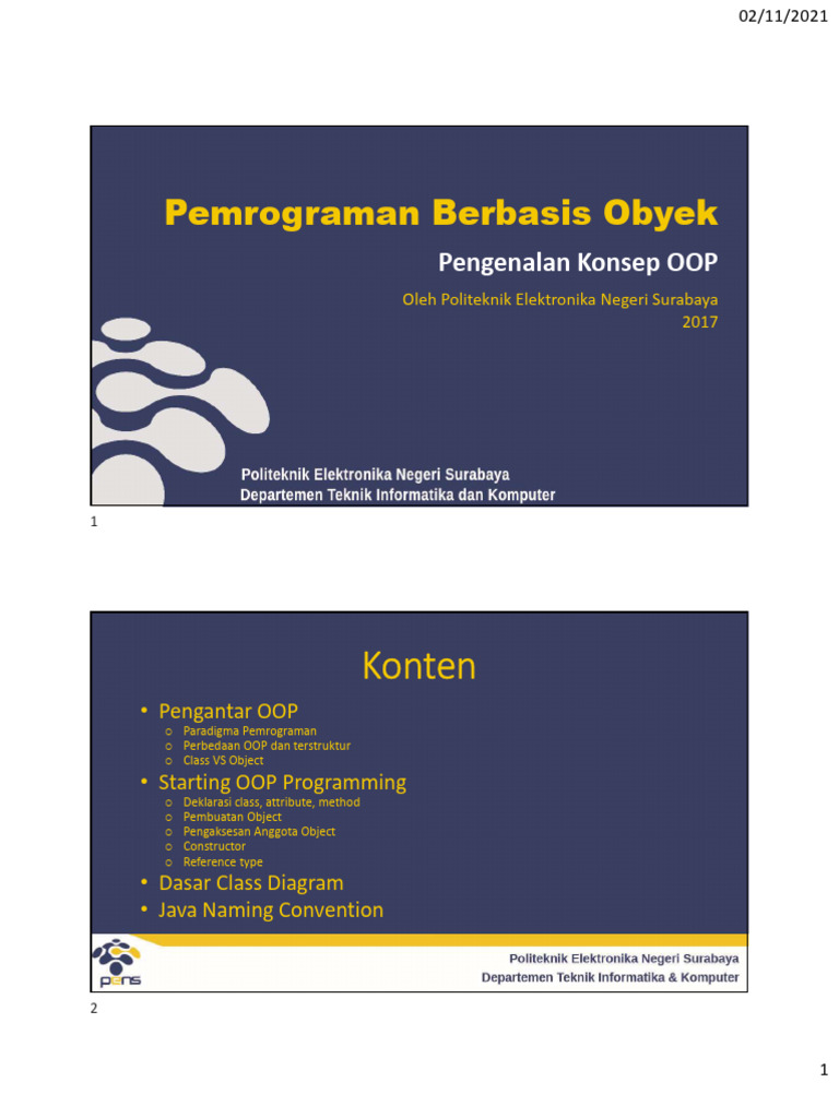 1 - 3 Dasar Pemrograman Java OOP | PDF