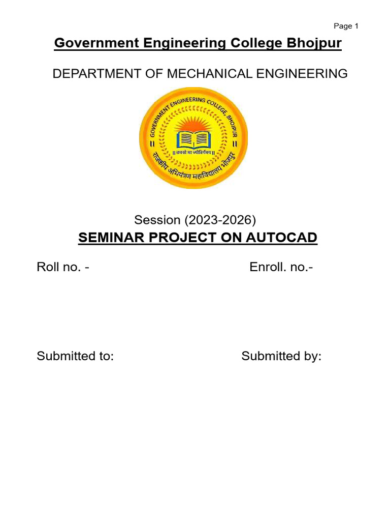 Autocad Mechanical Project Report | PDF