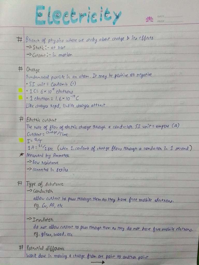 Electricity Notes | PDF