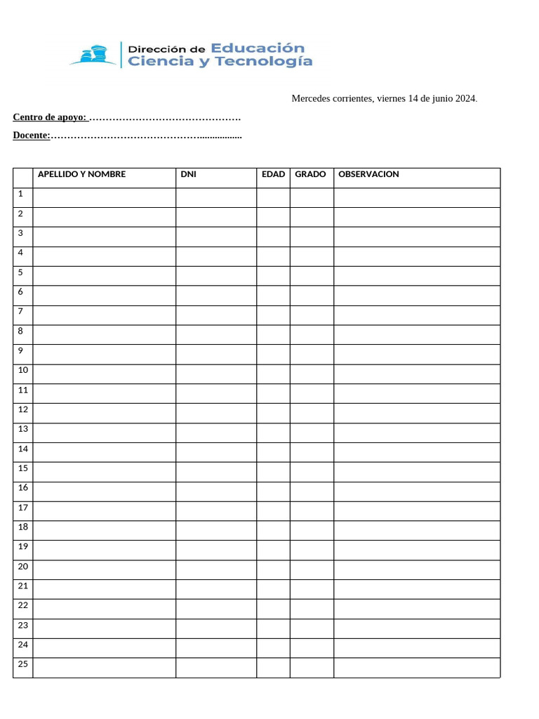 planilla de alumnos | PDF