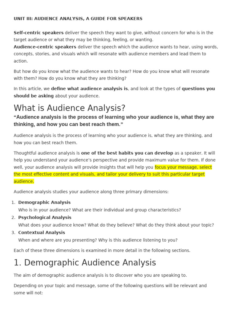 Audience Analysis | PDF