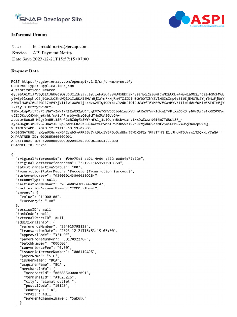 BCA API Payment Notify - 200 | PDF