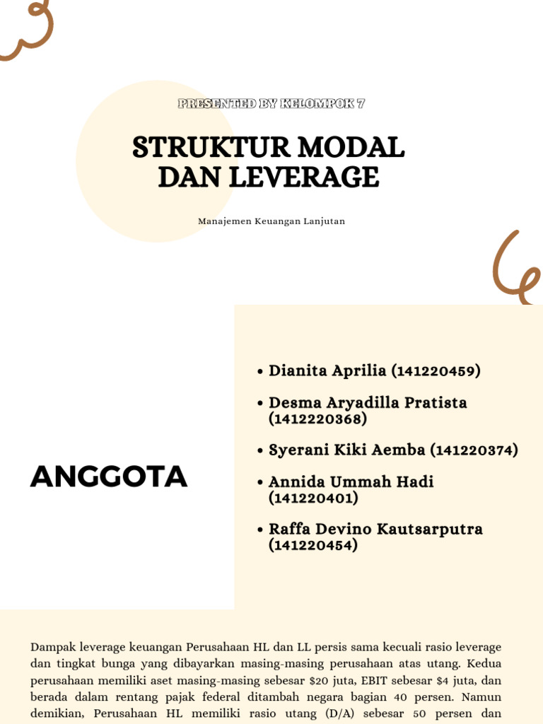 Kelompok 7 - Struktur Modal Dan Leverage | PDF
