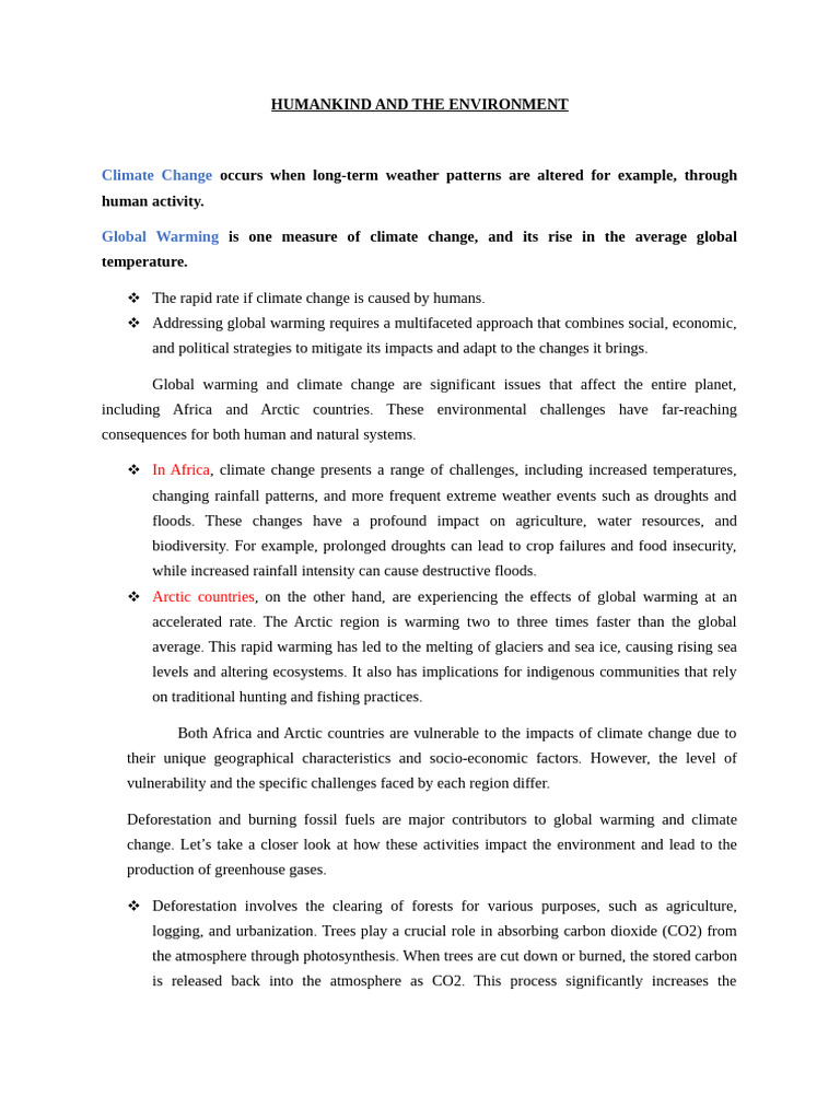 Humankind and The Environment | PDF
