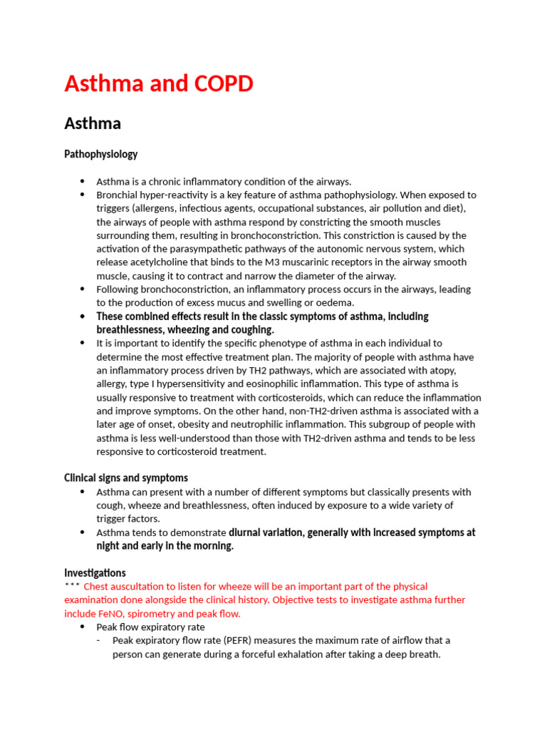 Asthma and COPD (Pharmacy Student Notes) | PDF