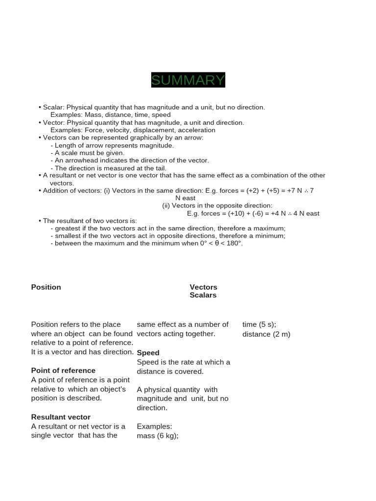 Grade 10 Physical Sciences Term 1 Summaries | PDF | Euclidean Vector | Force