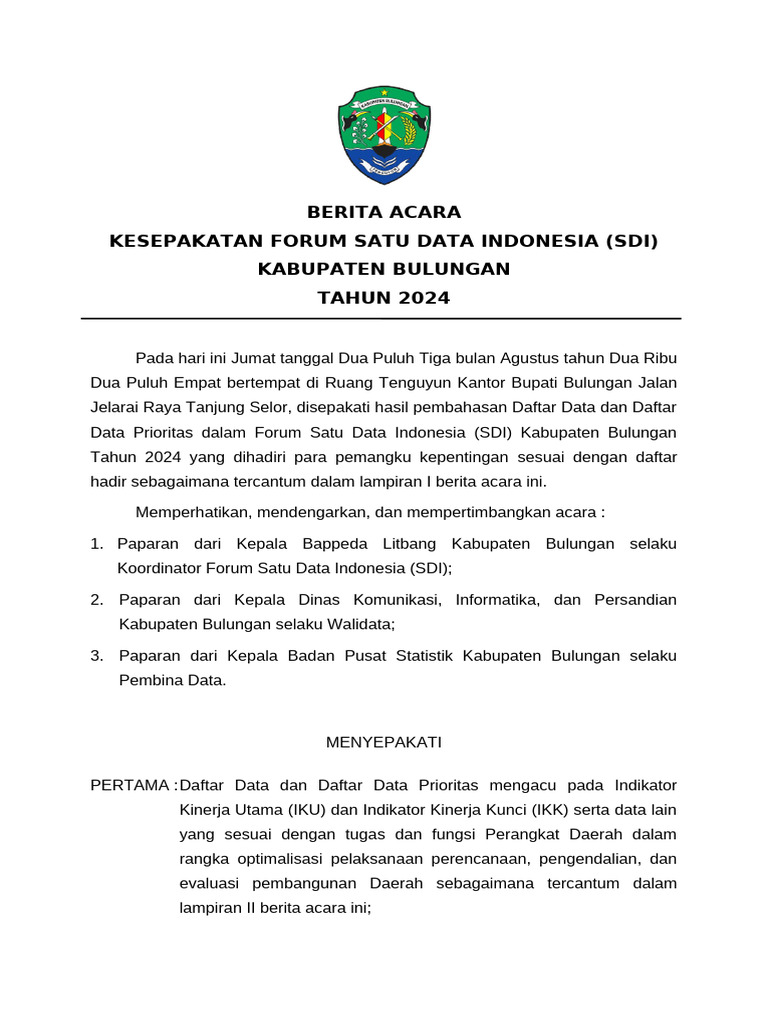 Berita Acara Forum Sdi 2024 | PDF