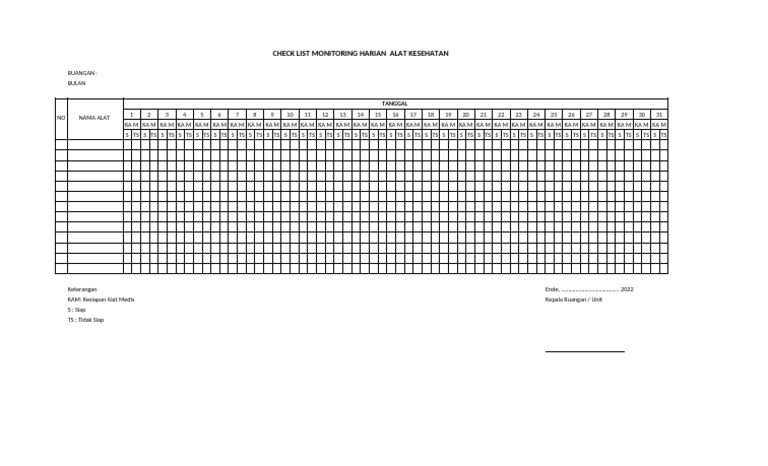 Check List Format MOnitoring Alat Harian | PDF Check List Format MOnitoring Alat Harian | PDF