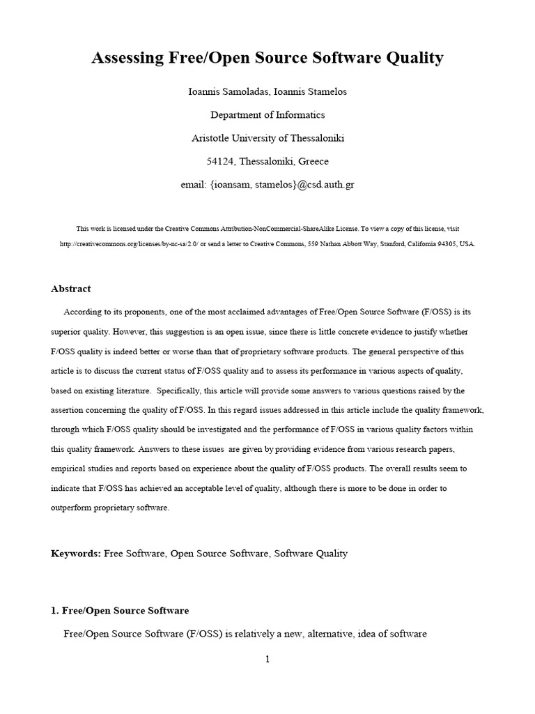 Assessing Free Open Source Software Qual | PDF | Operating System ... Assessing Free Open Source Software Qual | PDF | Operating System ...