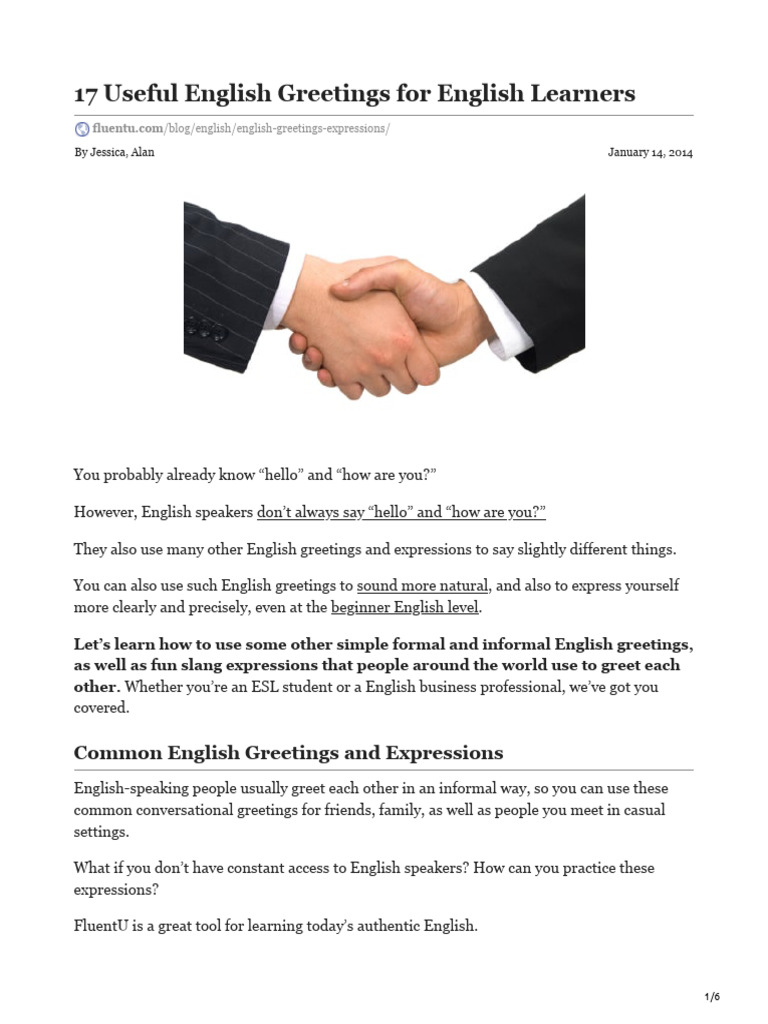 English Greetings Expressions | PDF