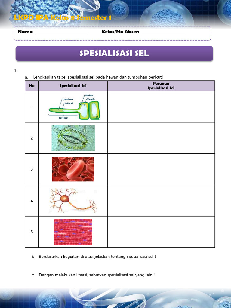 LKPD IPA8 Spesialisasi Sel | PDF