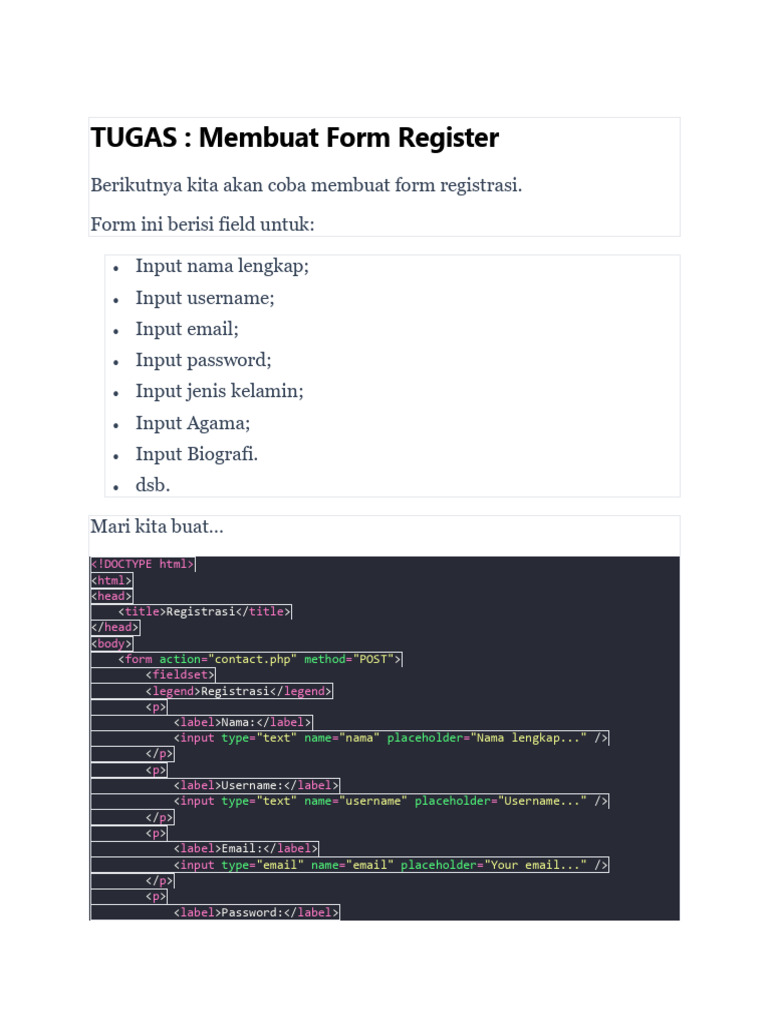 Tugas Form Pada HTML | PDF
