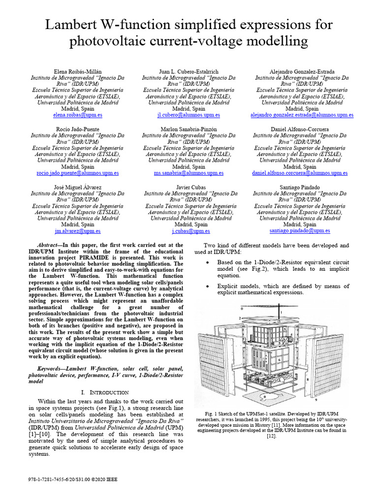 Lambert W-Function Simplified Expressions For PV I-V Model | PDF