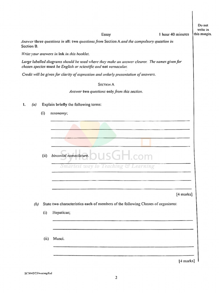 2023 Wassce Biology 2 | PDF