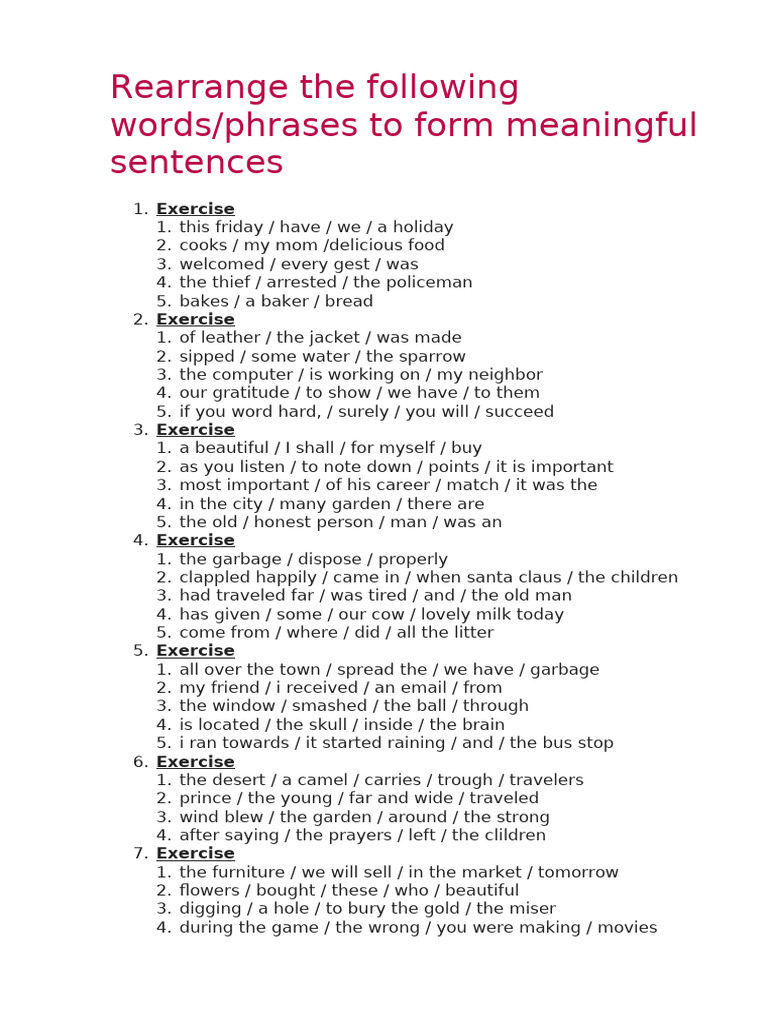 Jumbled Sentences | PDF | Language Arts & Discipline