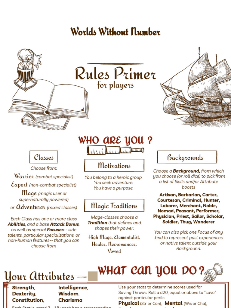 Worlds Without Number Rules Primer Edit | PDF
