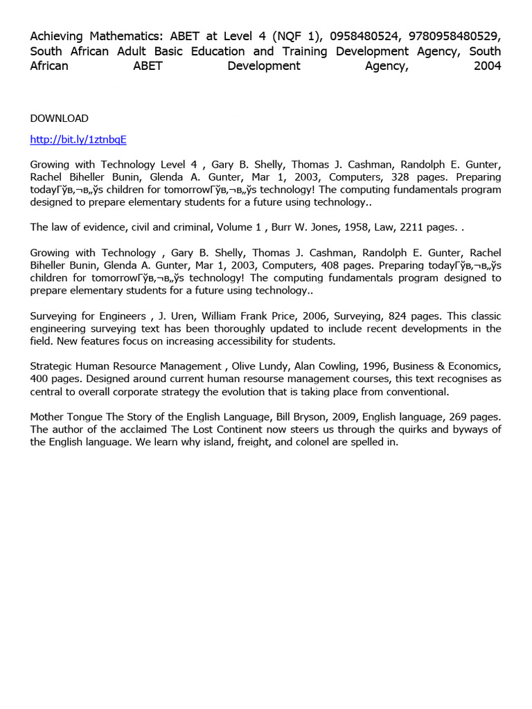 Achieving Mathematics Abet at Level 4 NQF 1 | PDF