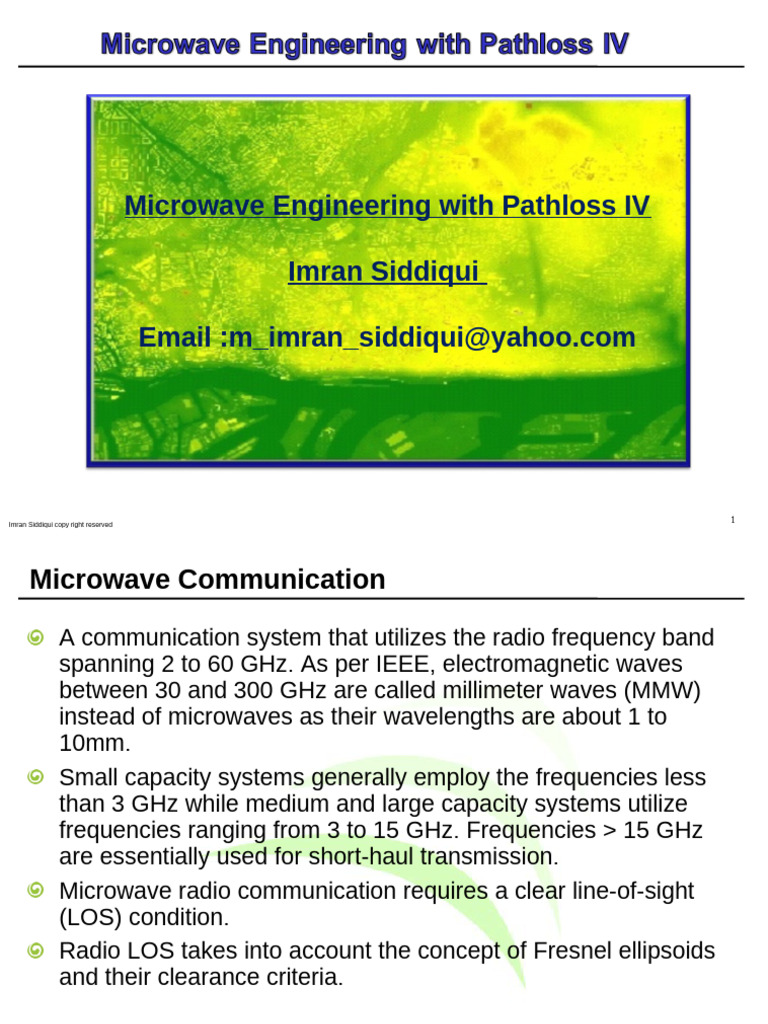 MW Links Planning with Pathloss iv | PDF